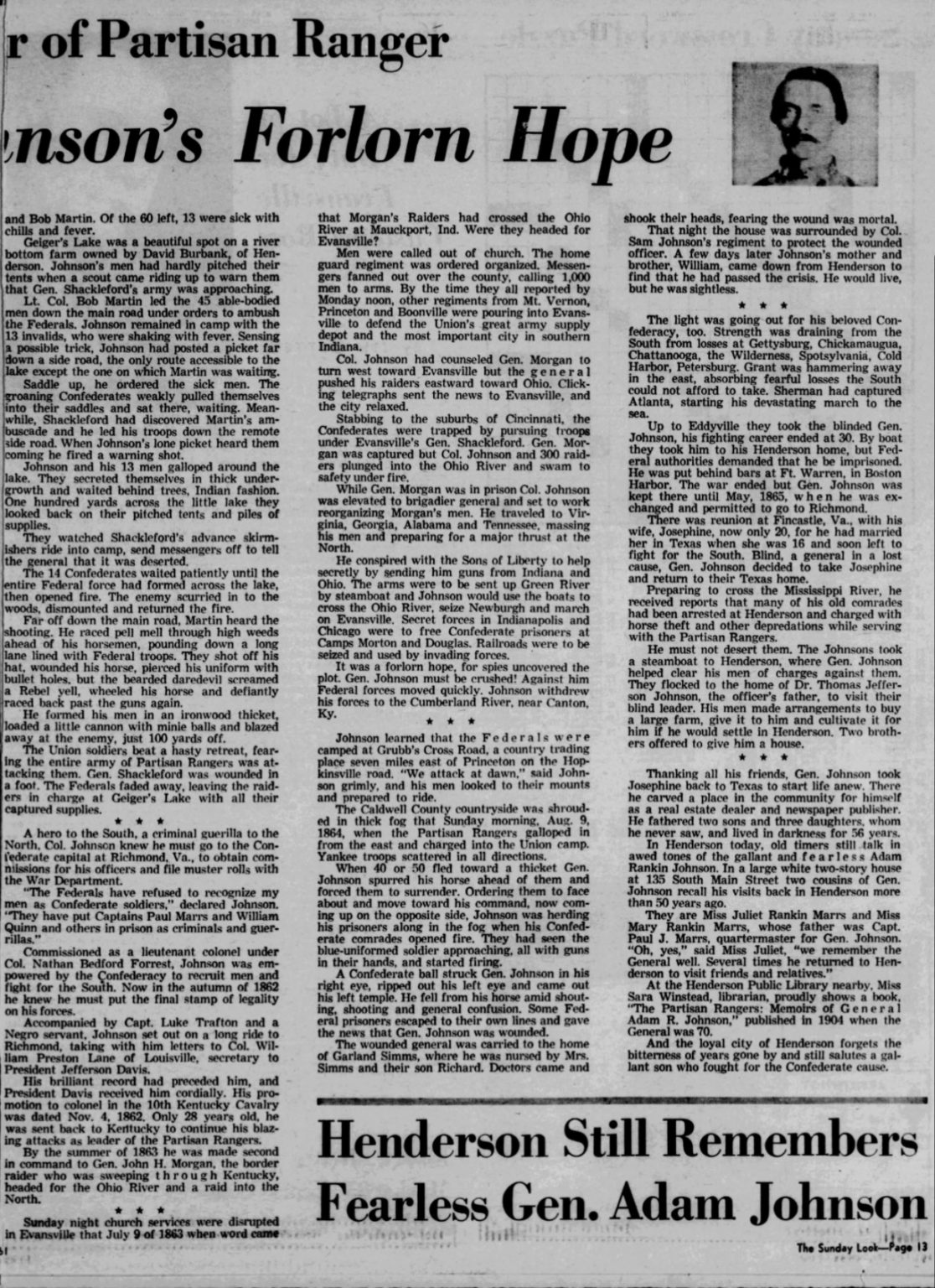 Confederate Shot Cut Short Career of Partisan Ranger – Historic Henderson